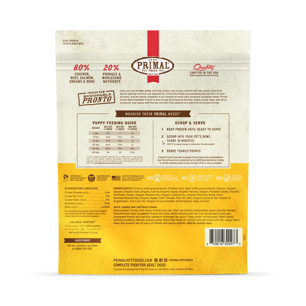 Frozen Raw Scoopable Pronto Puppy Food – Primal Pet Foods