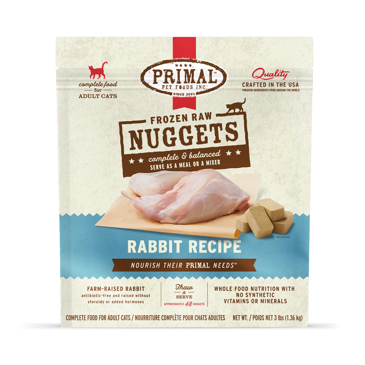 Frozen Raw Cat Food Nuggets – Rabbit Recipe – Primal Pet Foods