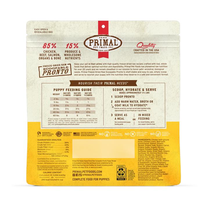 Freeze-Dried Raw Scoopable Pronto Puppy Food – Primal Pet Foods