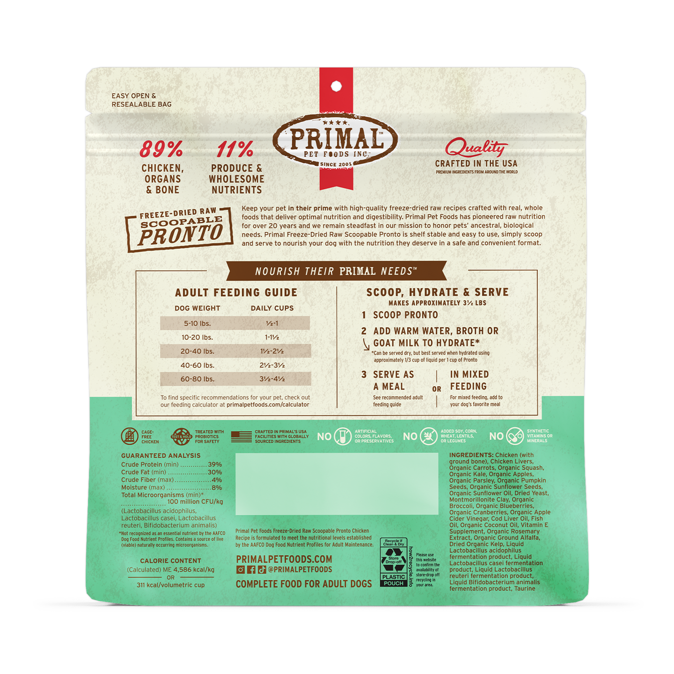 Freeze-Dried Raw Scoopable Pronto Dog Food – Chicken Recipe – Primal ...