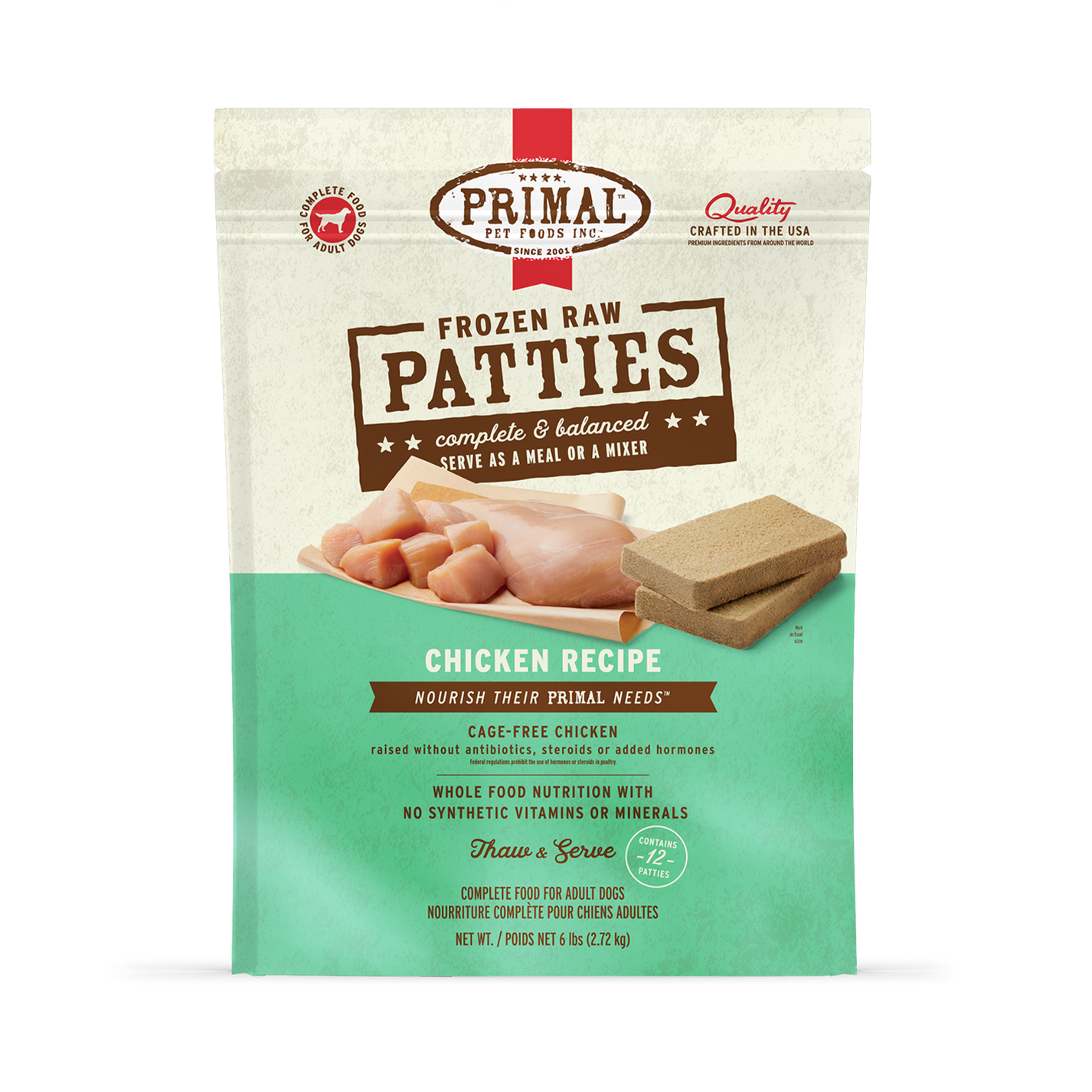 Frozen Raw Patties Dog Food – Chicken Recipe – Primal Pet Foods