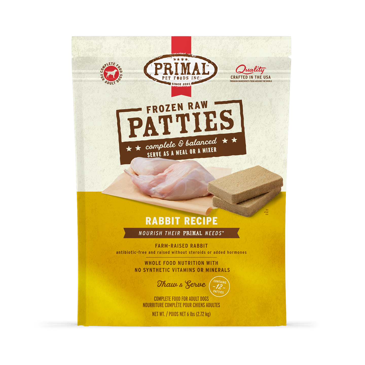 Frozen Raw Patties Dog Food – Rabbit Recipe – Primal Pet Foods