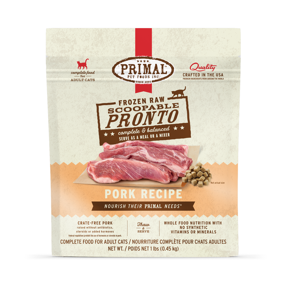 Frozen Raw Scoopable Pronto Cat Food – Pork Recipe – Primal Pet Foods