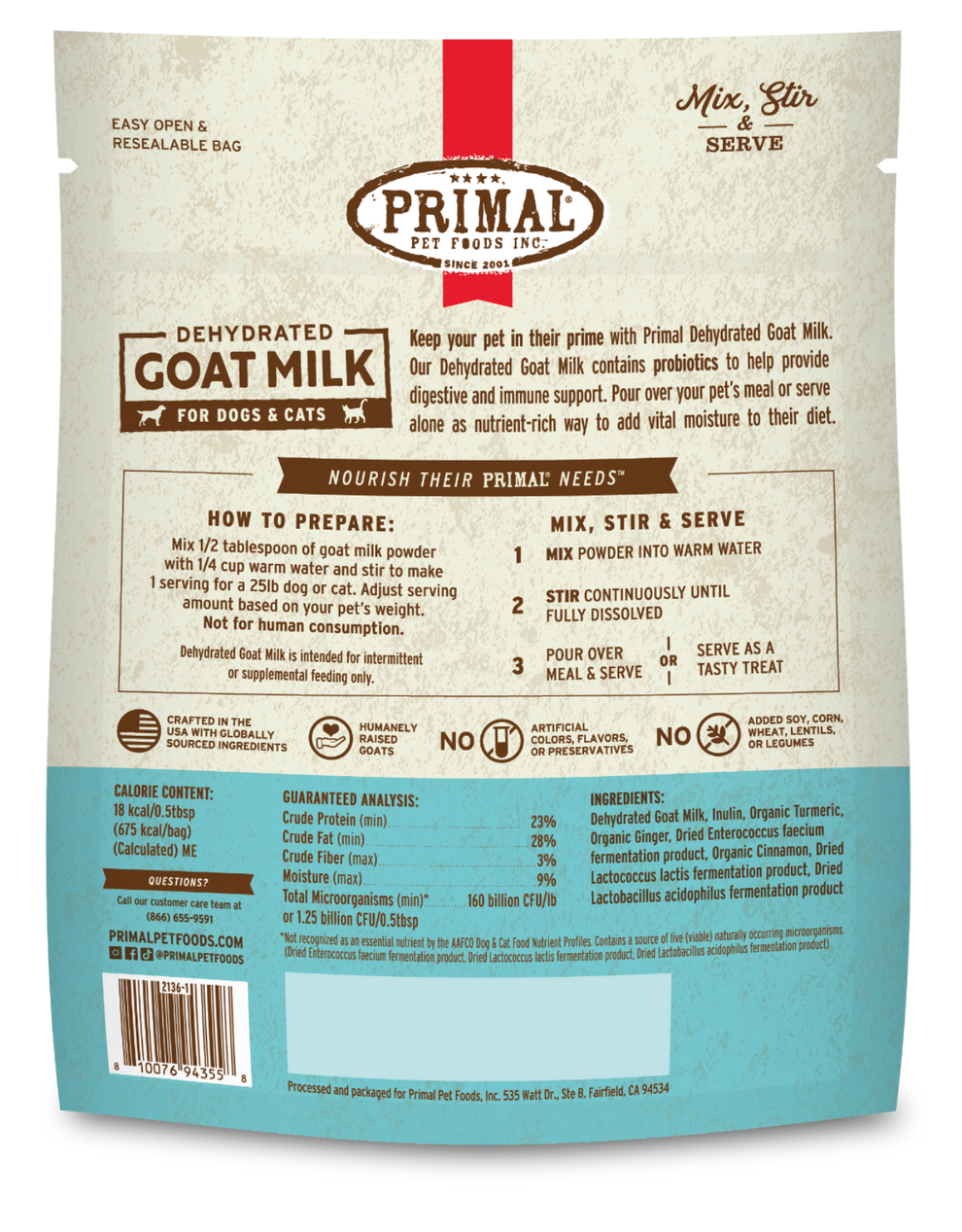 Dehydrated Goat Milk for Dogs and Cats - Pouch – Primal Pet Foods