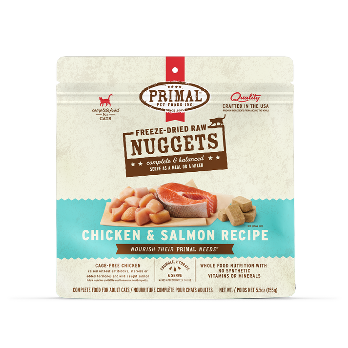 Freeze-Dried Raw Cat Food Nuggets – Chicken & Salmon Recipe – Primal ...