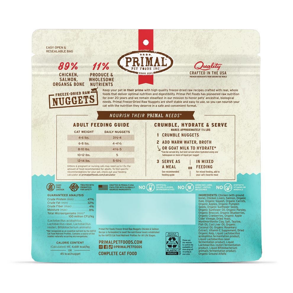 Freeze-Dried Raw Cat Food Nuggets – Chicken & Salmon Recipe – Primal ...
