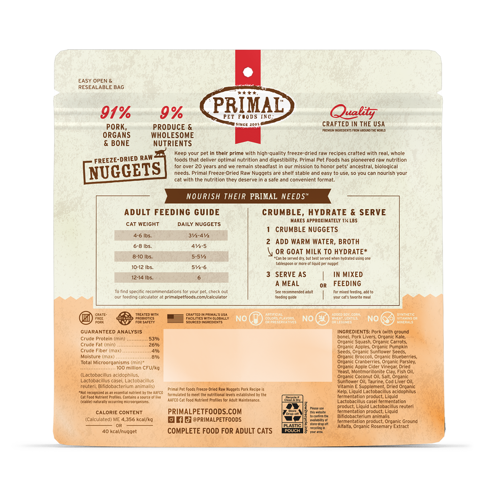 Freeze-Dried Raw Nuggets Cat Food – Pork Recipe – Primal Pet Foods