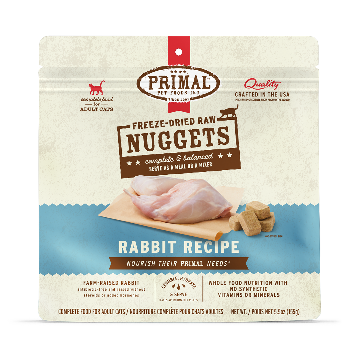 Freeze-Dried Raw Cat Food Nuggets – Rabbit Recipe – Primal Pet Foods