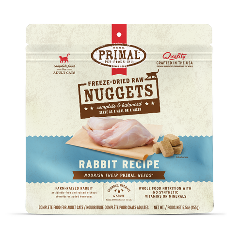 Freeze-Dried Raw Cat Food Nuggets – Rabbit Recipe – Primal Pet Foods